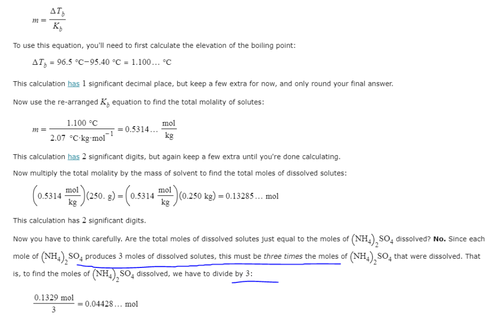 Solved Using the Kf and Kb equations with electrolytes ? | Chegg.com