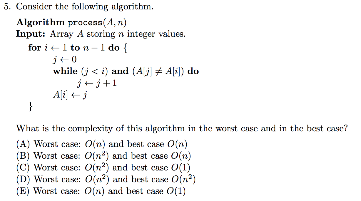 Solved 5. Consider the following algorithm. Algorithm | Chegg.com