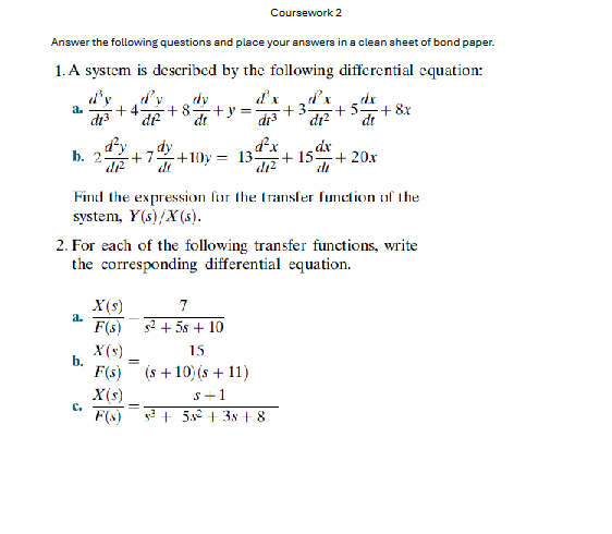 Solved Coursework 2Answer the following questions and place | Chegg.com