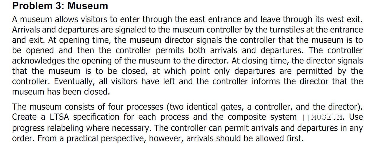 Solved Problem 3: Museum A museum allows visitors to enter | Chegg.com