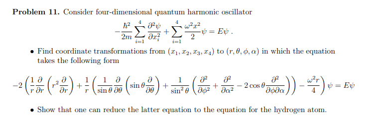 Solved Problem 11. ﻿Consider four-dimensional quantum | Chegg.com