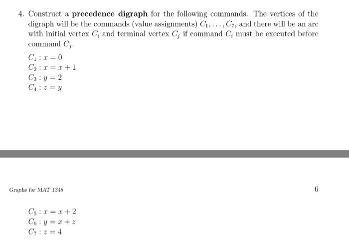 Solved Construct a precedence digraph for the following | Chegg.com