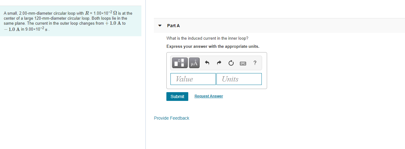 Solved A small, 2.00-mm-diameter circular loop with R = | Chegg.com