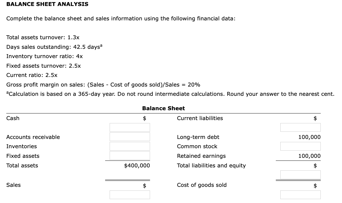 Solved Complete the balance sheet and sales information | Chegg.com