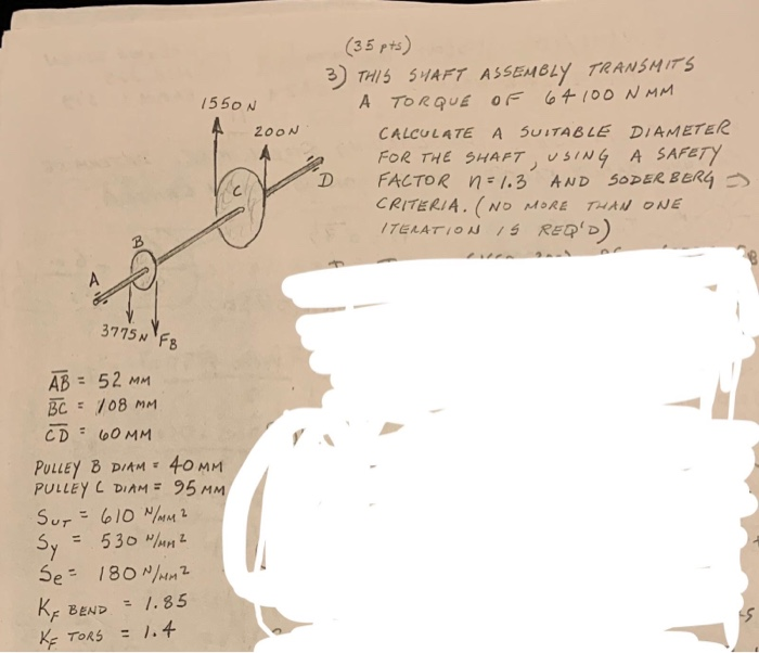 Solved (35 rts) 3) THIS SWAFT ASSEMGLY TRANSHIS 55o N | Chegg.com
