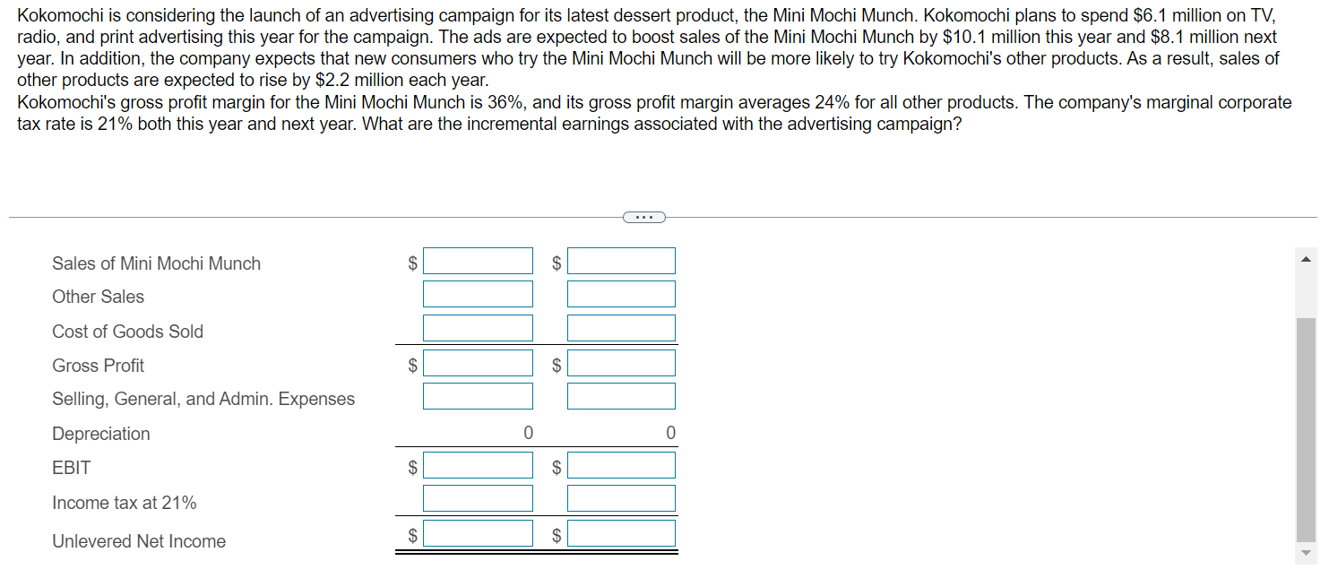 Solved Kokomochi is considering the launch of an advertising | Chegg.com