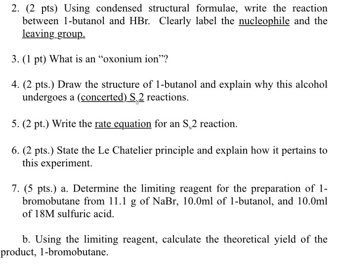 Solved 2. (2 pts) Using condensed structural formulae, write | Chegg.com