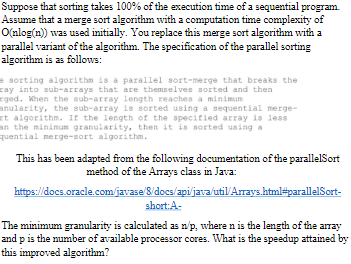 Suppose that sorting takes 100% of the execution time | Chegg.com
