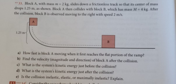 Solved ** 33, Block A, with mass m = 2 kg, slides down a | Chegg.com