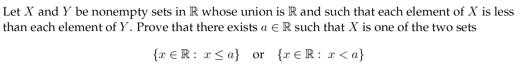 Solved Let X and Y be nonempty sets in R whose union is R | Chegg.com