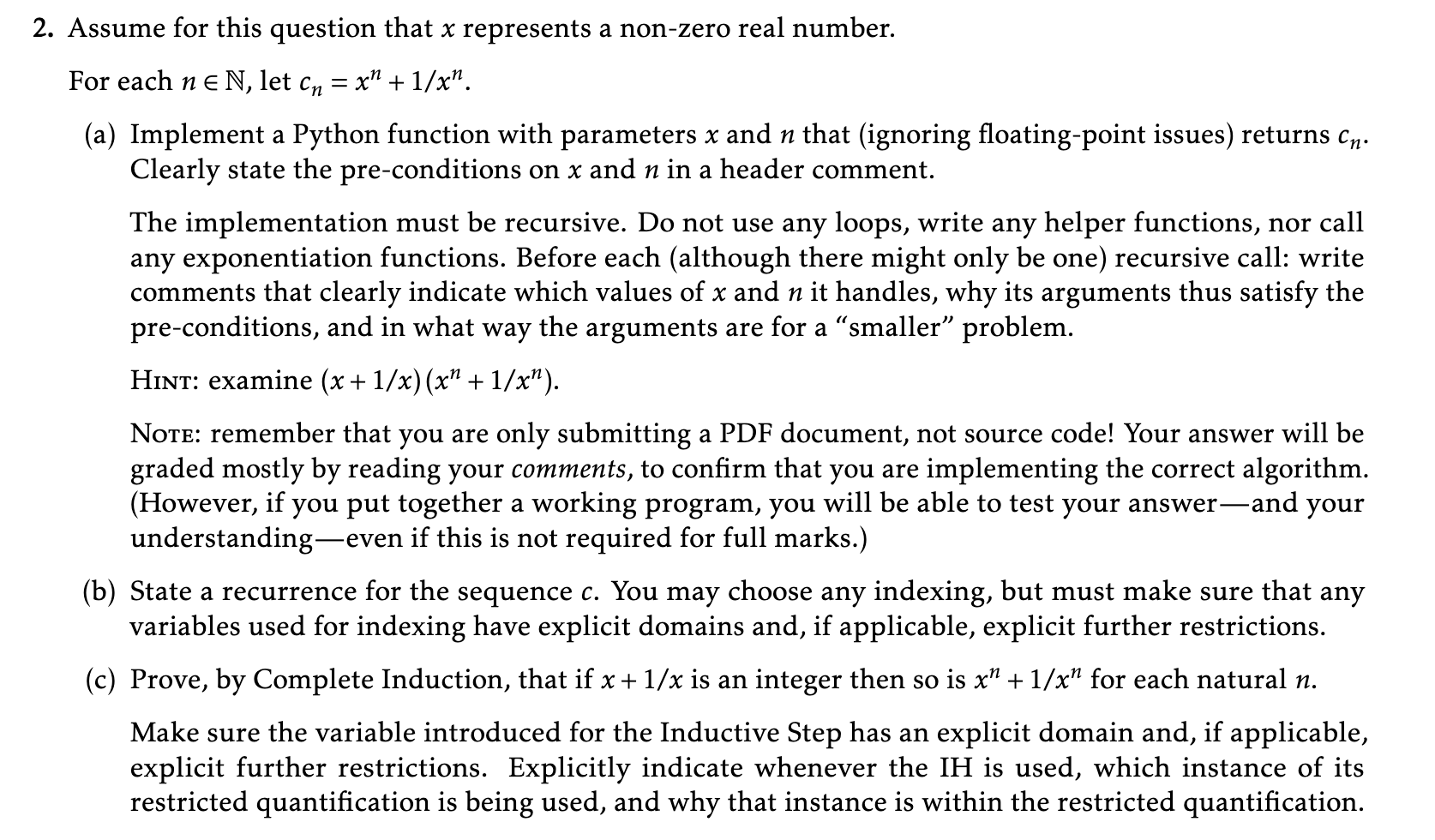 Solved Assume for this question that x represents a non-zero | Chegg.com