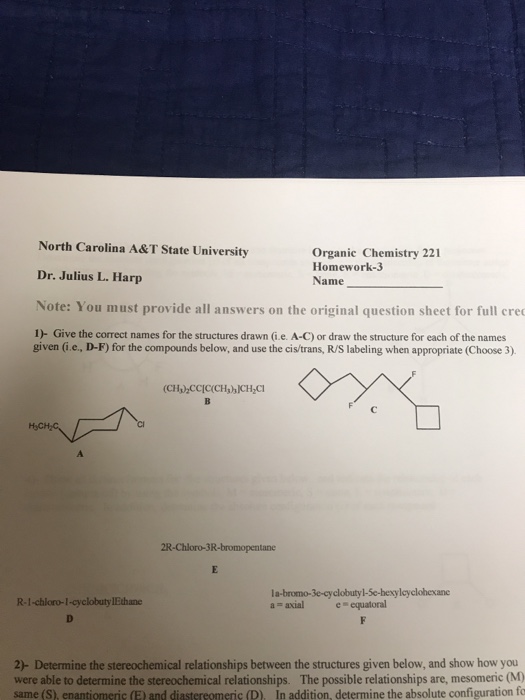 Solved Give the correct names for the structures drawn (i.e. | Chegg.com