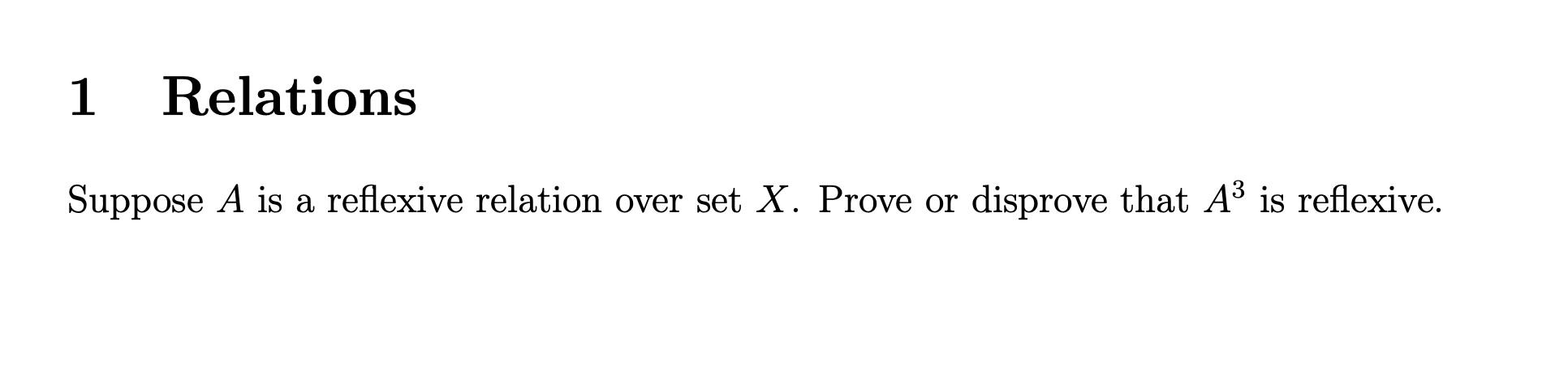 Solved 1 Relations Suppose A is a reflexive relation over | Chegg.com