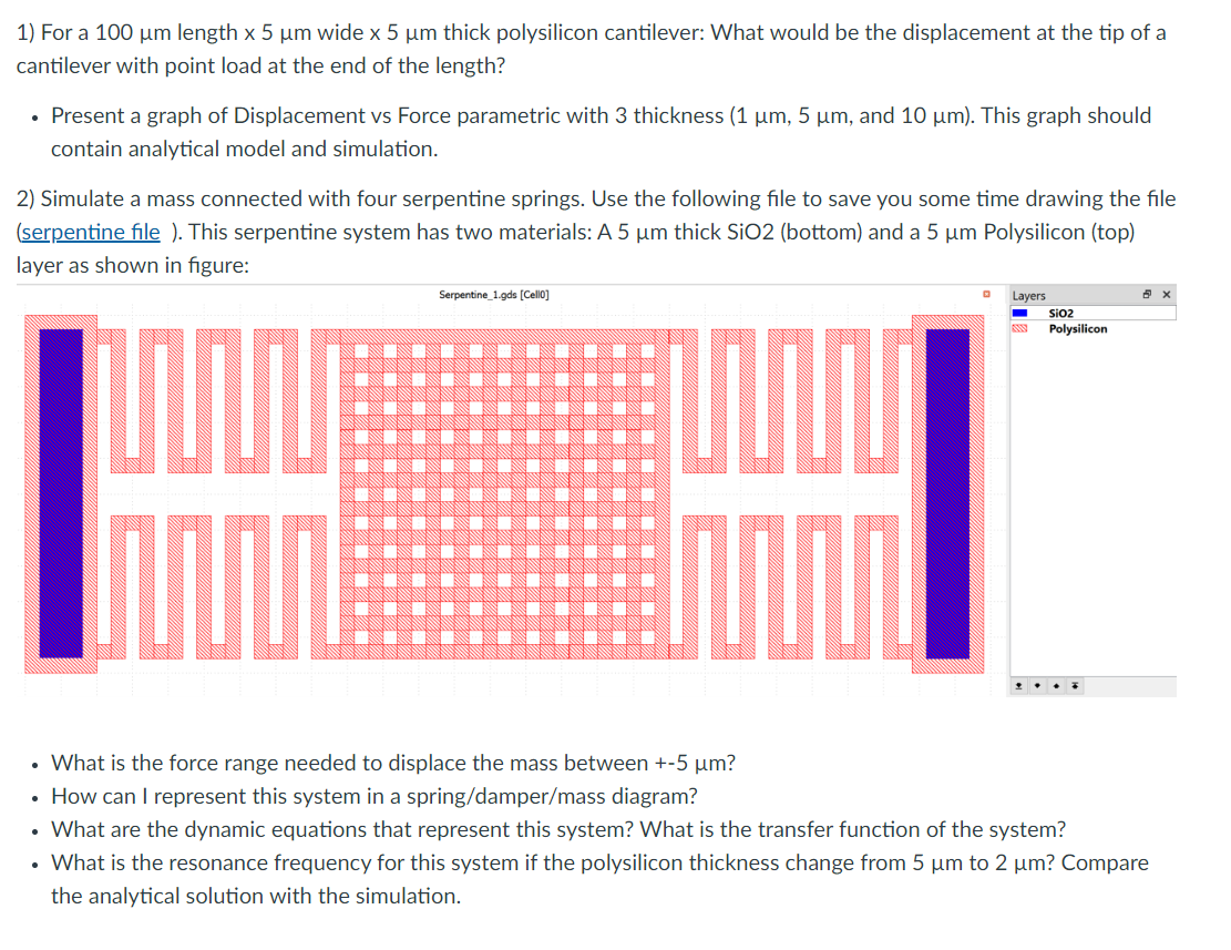 1) For a 100 um length x 5 um wide x 5 um thick | Chegg.com