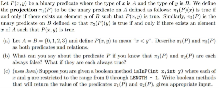 Let P(x,y) be a binary predicate where the type of x | Chegg.com