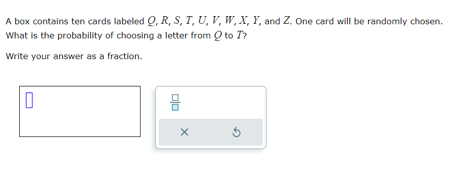 Solved A box contains ten cards labeled Q,R,S,T,U,V,W,X,Y, | Chegg.com