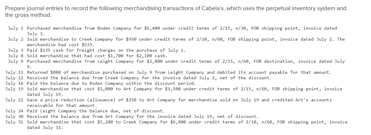 Solved Prepare journal entries to record the following | Chegg.com