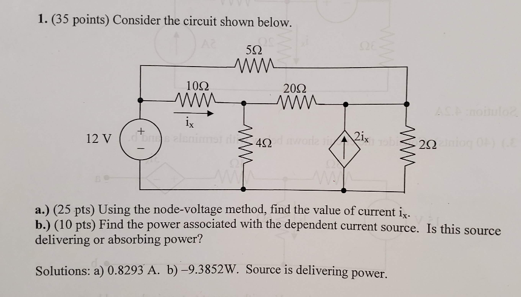 Solved Consider the circuit shown below a) using the node | Chegg.com
