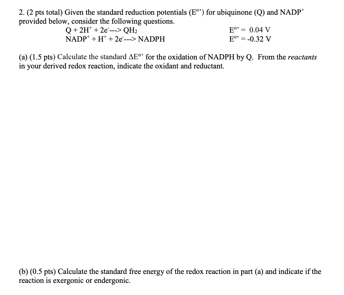 Solved 2. (2 pts total) Given the standard reduction | Chegg.com