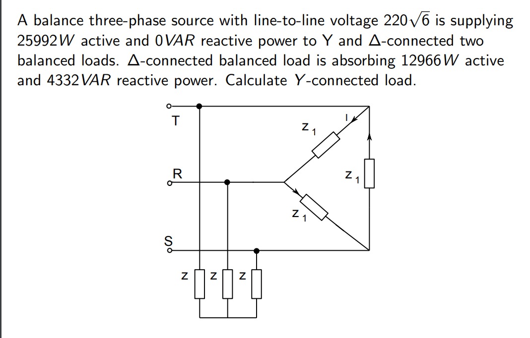 Solved A balance three-phase source with line-to-line | Chegg.com