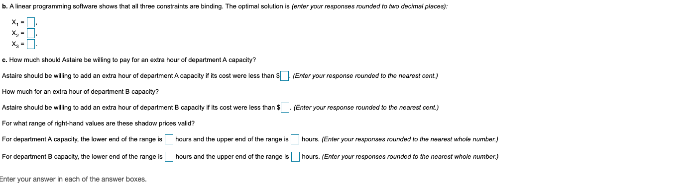 b. A linear programming software shows that all | Chegg.com