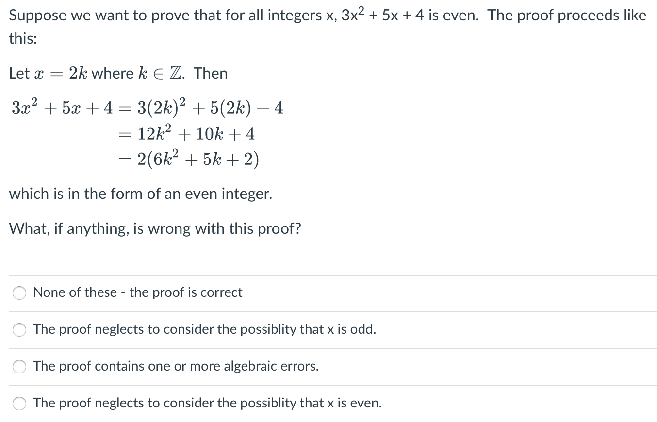 Solved Suppose we want to prove that for all integers | Chegg.com