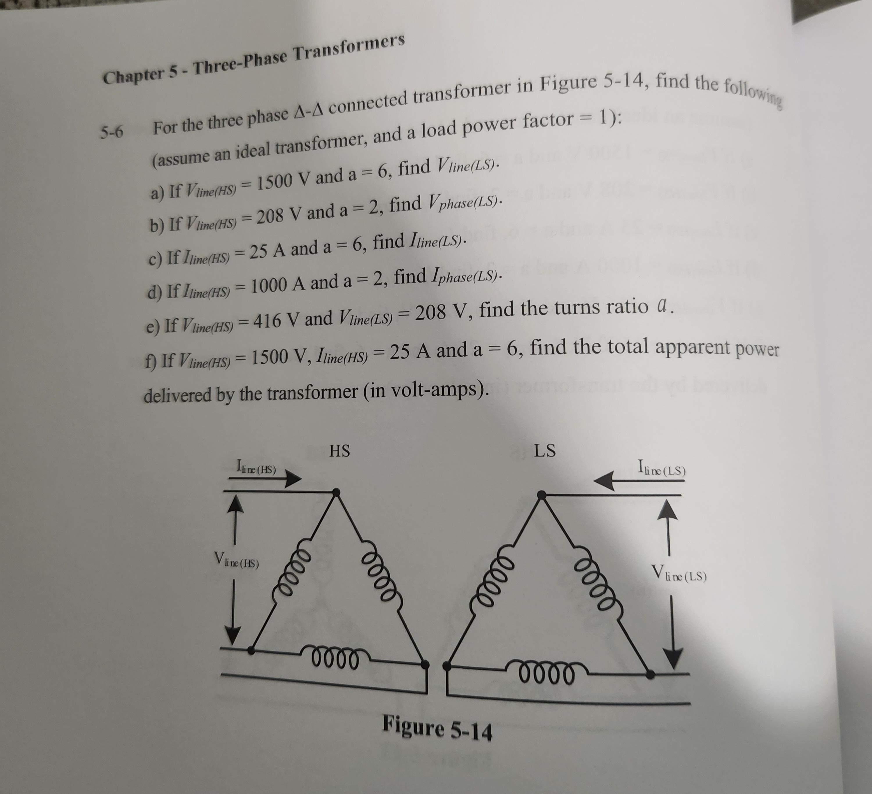 Solved Chapter 5 - Three-Phase Tran 5-6 For the three phase | Chegg.com