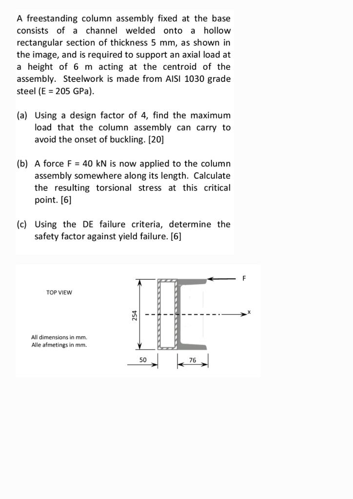 Solved A freestanding column assembly fixed at the base | Chegg.com