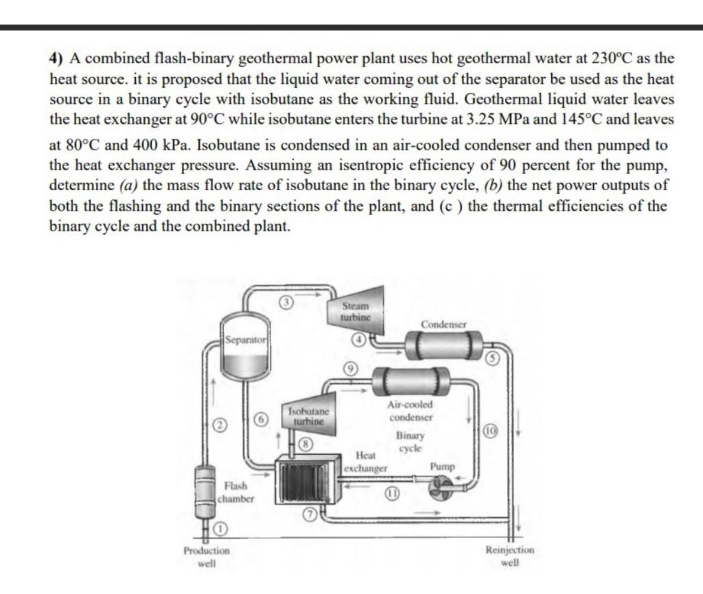 Solved 4) A combined flash-binary geothermal power plant | Chegg.com
