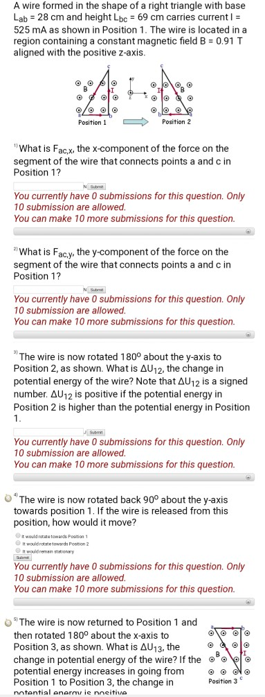 Solved A wire formed in the shape of a right triangle with | Chegg.com