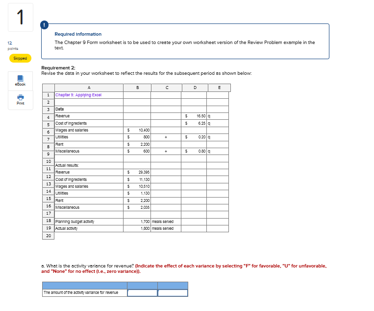 Solved Required Informatlon The Chapter 9 Form worksheet is | Chegg.com
