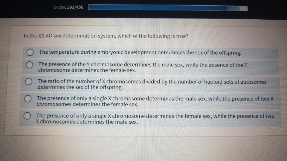 Solved Score 391450 In The Xx Xo Sex Determination System 8890