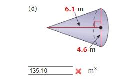 Solved Find the volume of each cone. (Round your answers to | Chegg.com