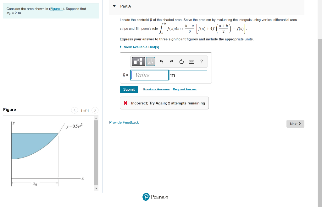 [Solved]: Locate the centroid y of the shaded area. S