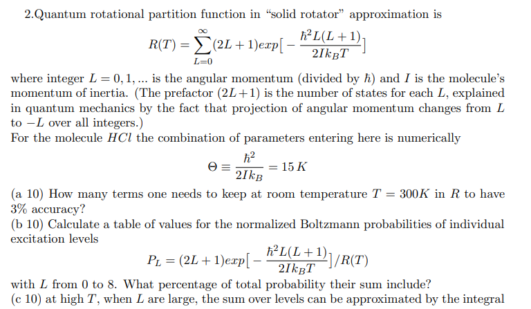 Σαι 2.Quantum rotational partition function in "solid | Chegg.com