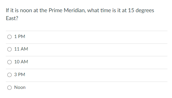 Solved If it is noon at the Prime Meridian, what time is it | Chegg.com