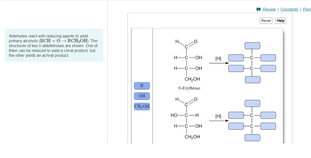 Solved Aldehydes react with reducing agents to yield primary | Chegg.com