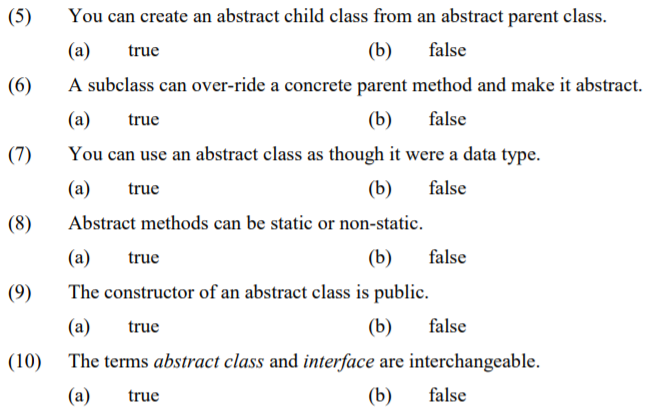 Solved (5) (6) (7) You can create an abstract child class | Chegg.com