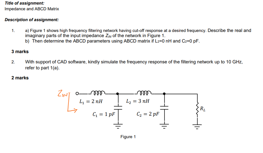Solved Title of assignment: Impedance and ABCD Matrix | Chegg.com