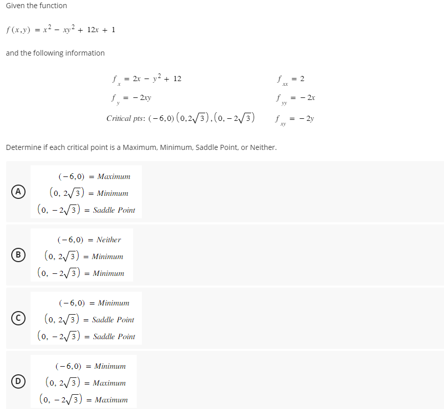 Solved Given the function f(x,y)=x2−xy2+12x+1 and the | Chegg.com
