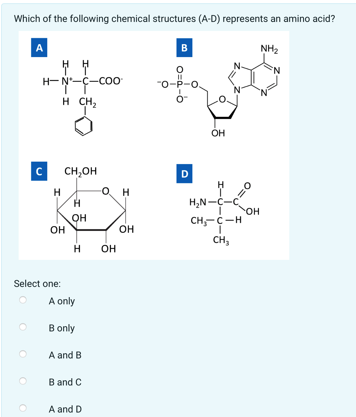 Solved Which of the following chemical structures (A-D) | Chegg.com