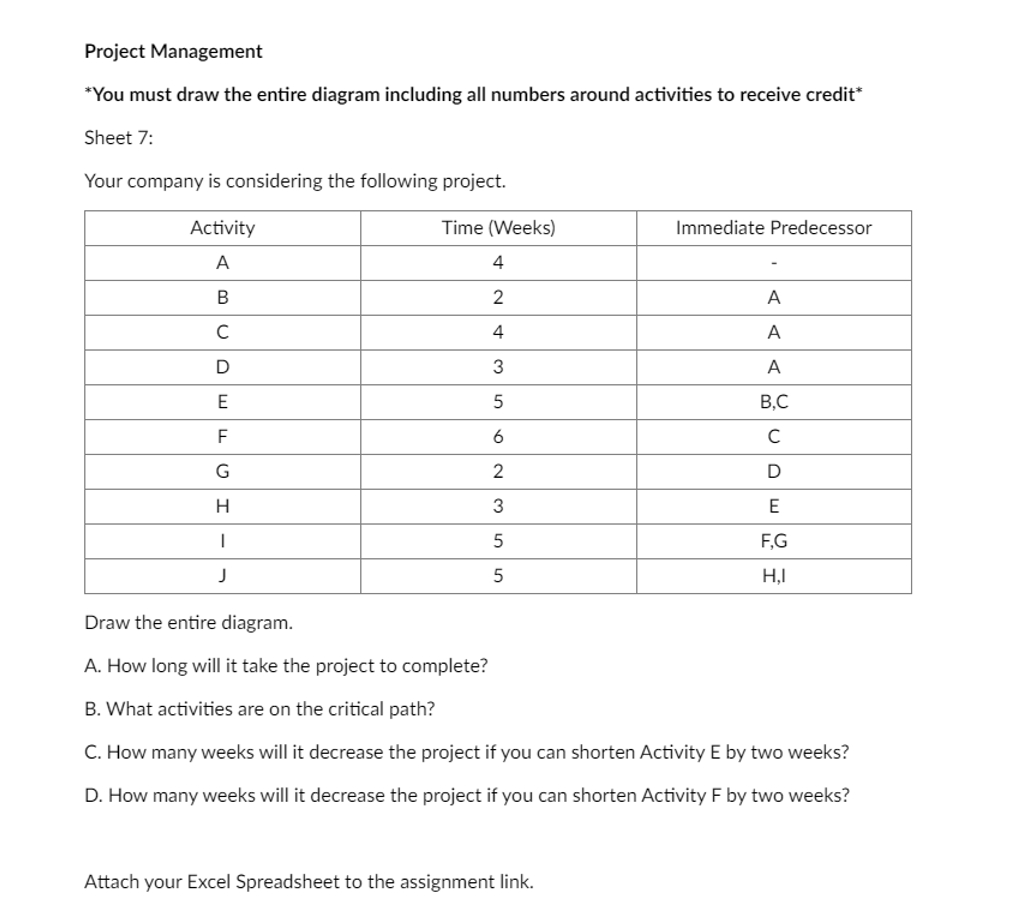 Solved Use Excel To Complete This Porblem Your Company Is 