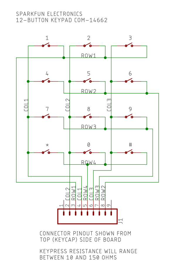 Solved SPARKFUN ELECTRONICS 12-BUTTON KEYPAD COM-14662 1 2 3 | Chegg.com