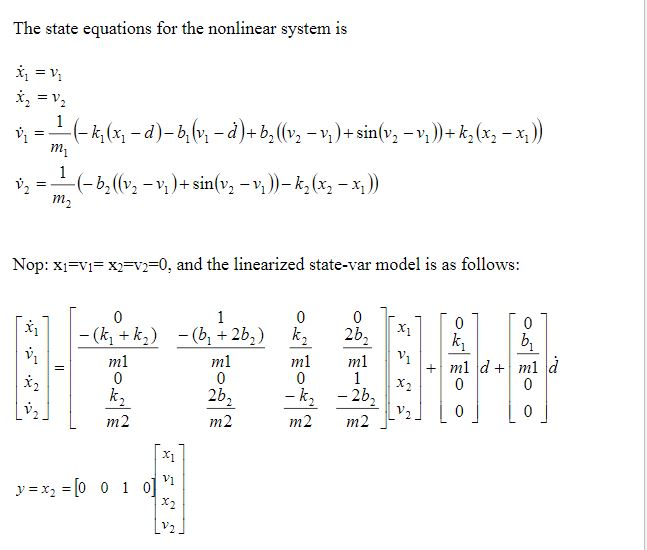 Equation Of Motion 1 M Vi K Xo D Bilvi J