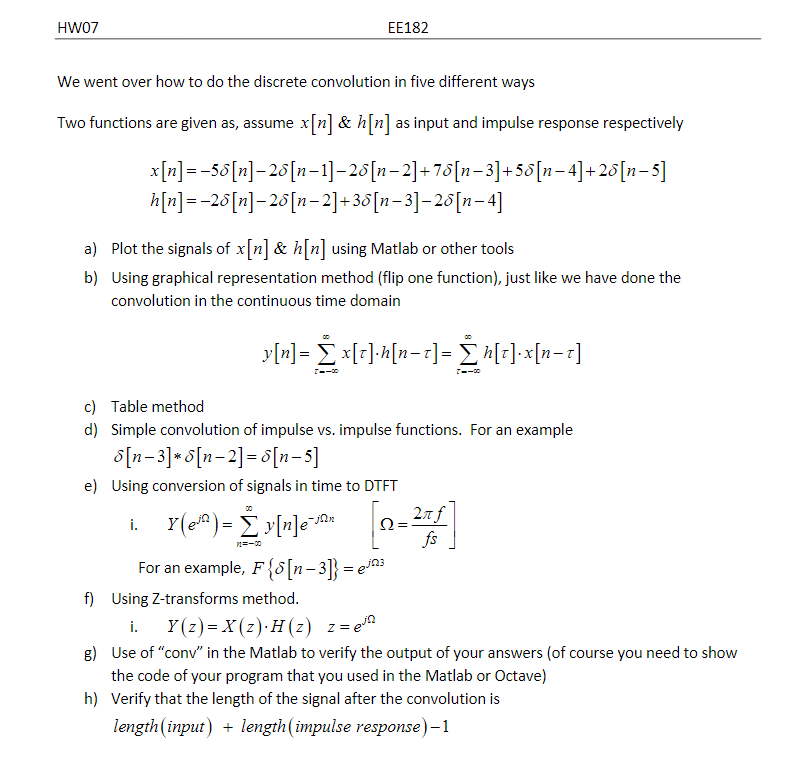 Solved We went over how to do the discrete convolution in | Chegg.com