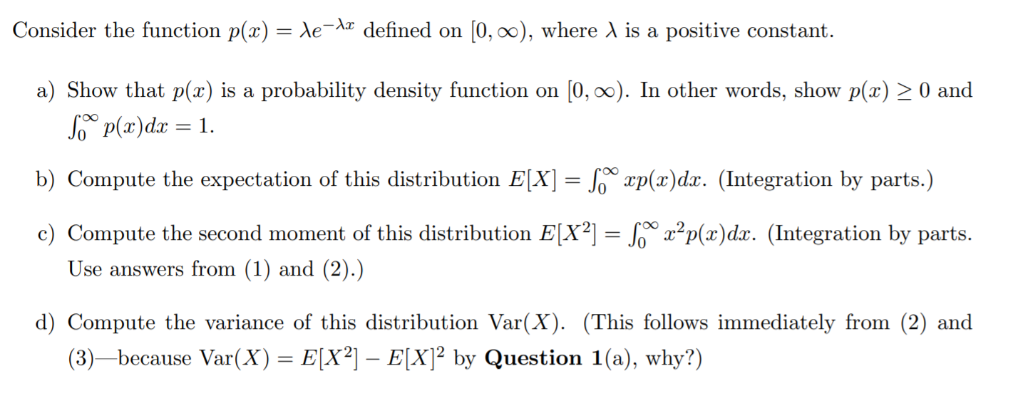 Solved Consider the function p(x) = le-1x defined on (0,00), | Chegg.com