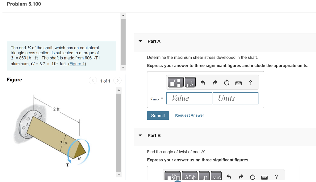Solved The end B of the shaft, which has an equilateral | Chegg.com