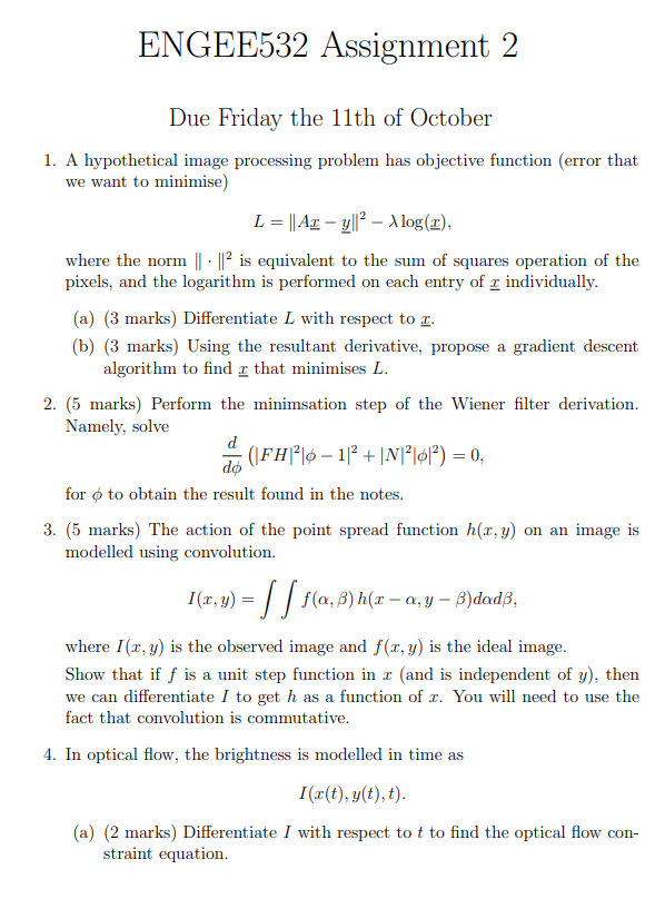 Solved ENGEE532 ﻿Assignment 2Due Friday the 11th of OctoberA | Chegg.com