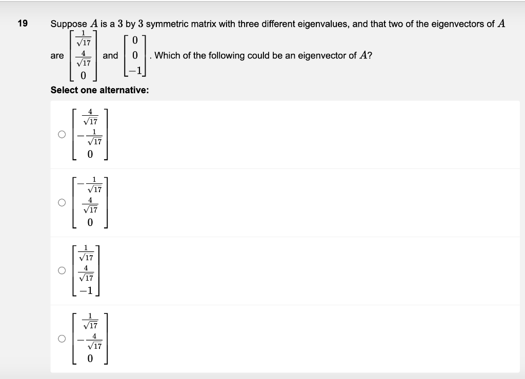 Solved Suppose A is a 3 by 3 symmetric matrix with three | Chegg.com