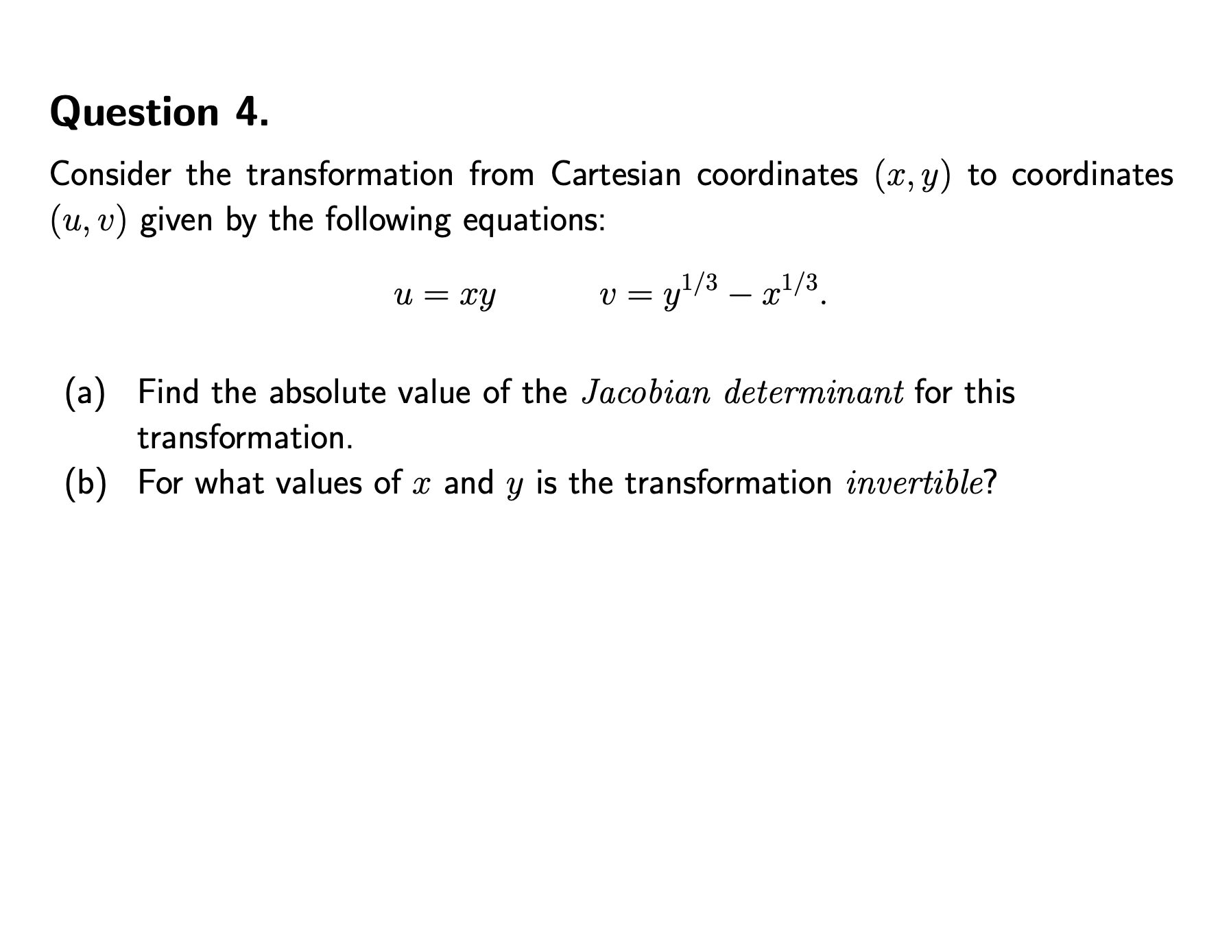 Solved Question 4. Consider the transformation from | Chegg.com